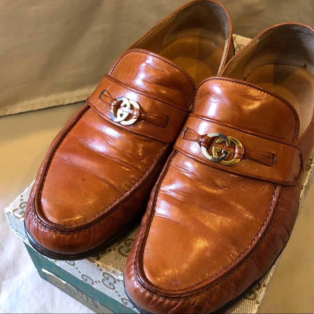 Vintage Gucci Cognac Loafers With Box - Gem